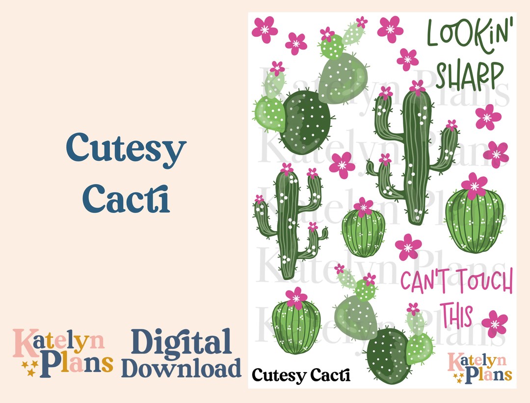 Cutesy Cacti Printable Planner Stickers (digital Download) - Etsy