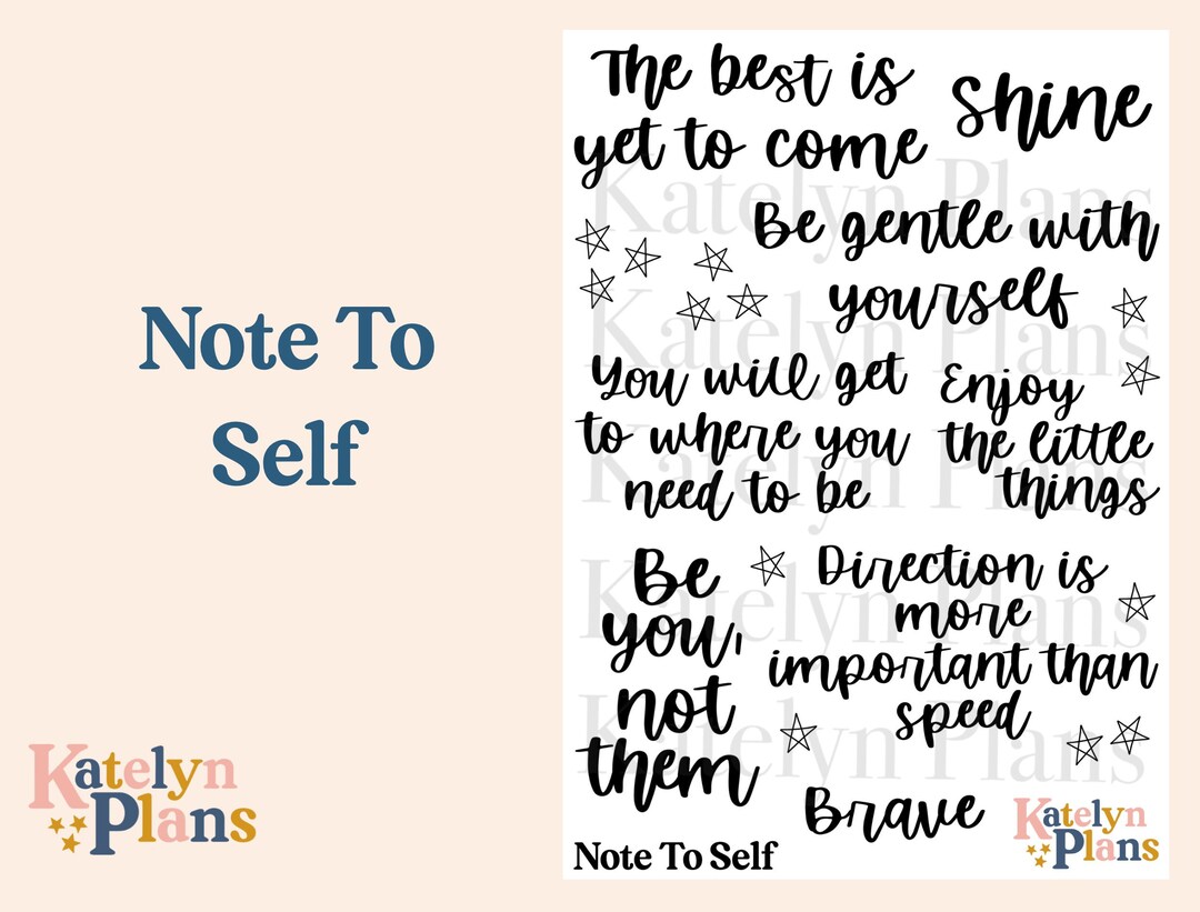 Note to Self Planner Stickers (physical Stickers) 4.75 X 6.5 Inches - Etsy