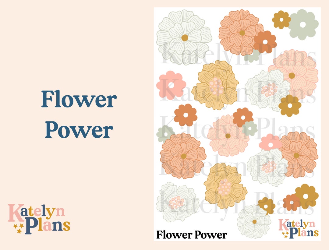 Flower Power Planner Stickers (physical Stickers) 4.75 X 6.5 Inches - Etsy