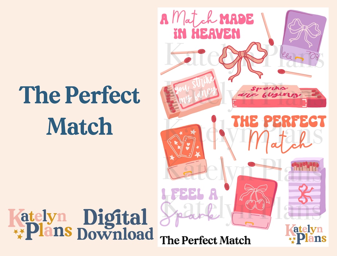 The Perfect Match Printable Planner Stickers (digital Download) - Etsy