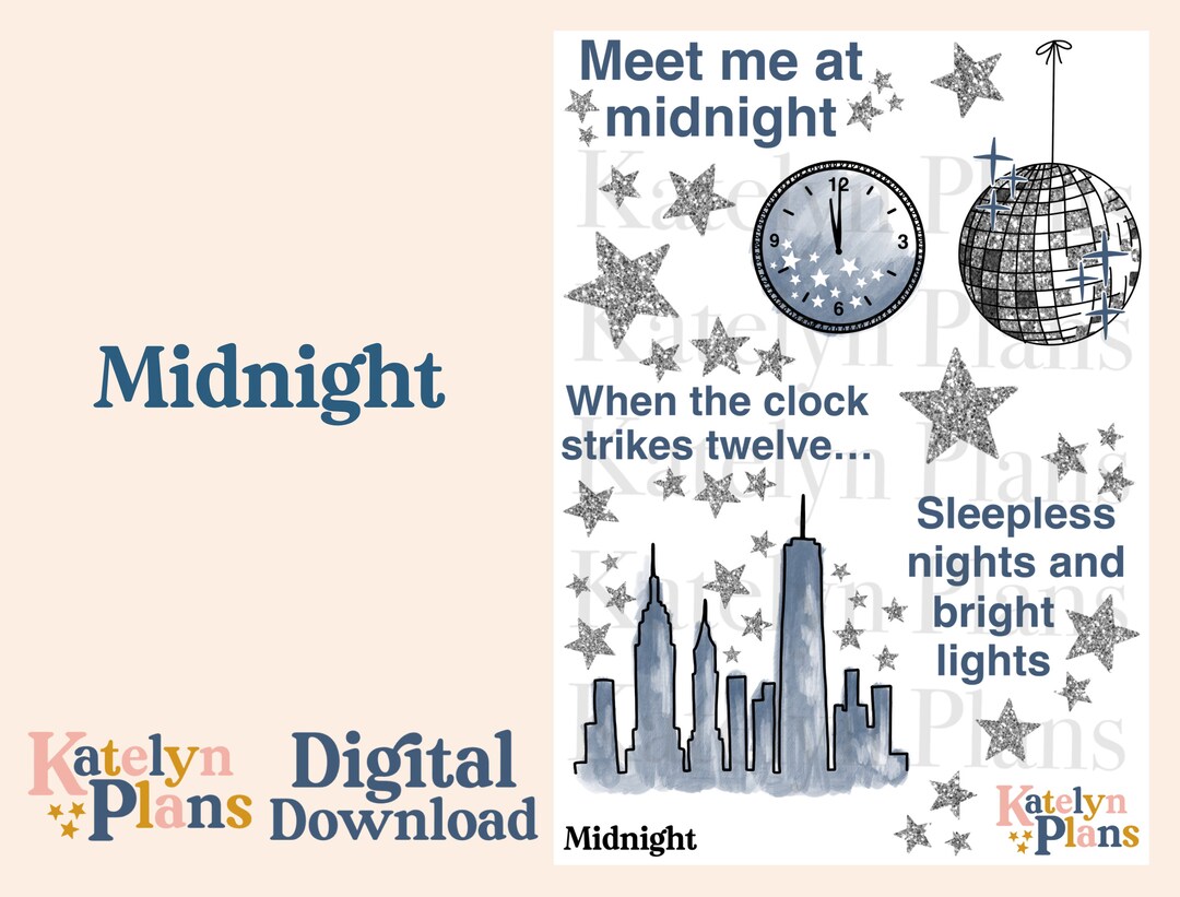 Midnight Printable Planner Stickers (digital Download) - Etsy