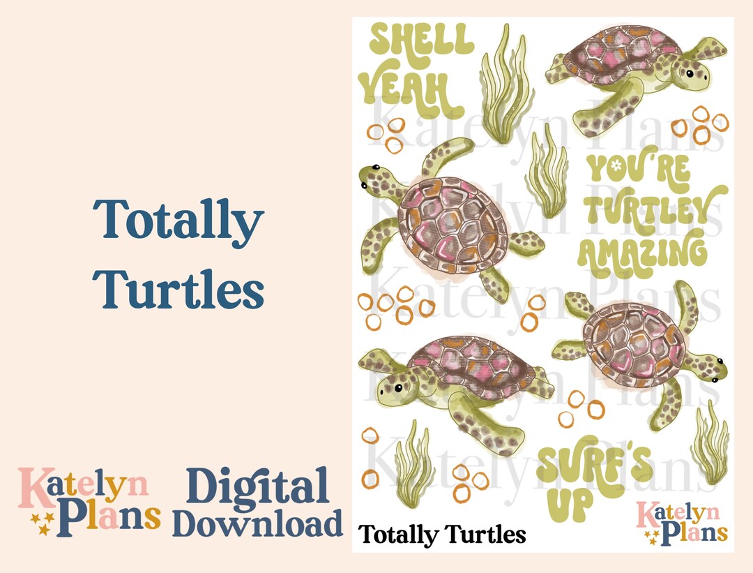 Totally Turtles Printable Planner Stickers (digital Download) - Etsy