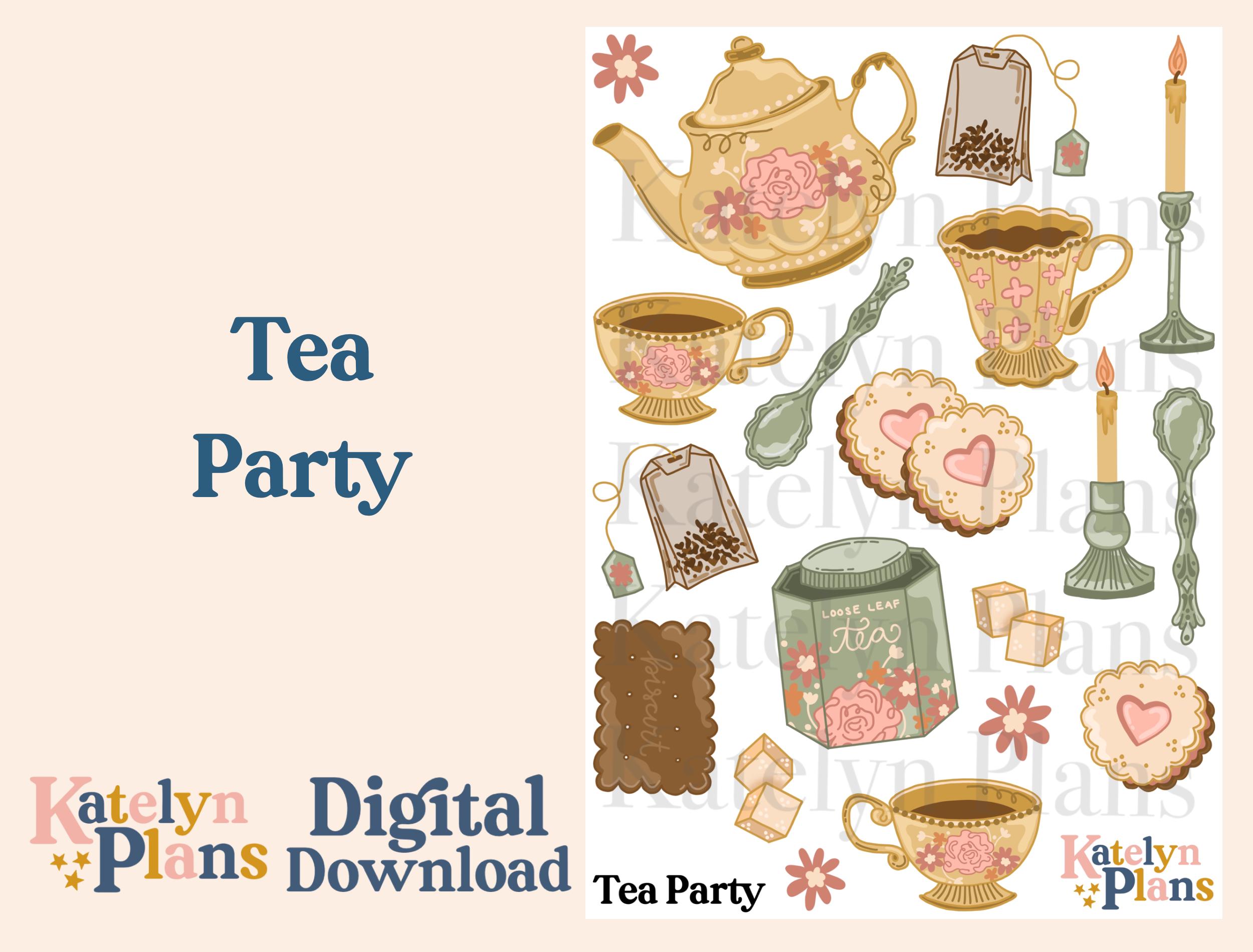Tea Party Printable Planner Stickers (digital Download) - Etsy