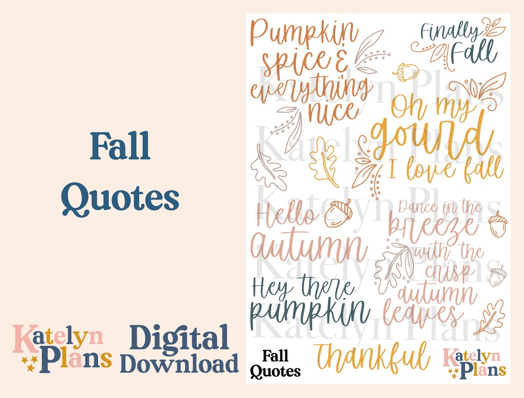 Fall Quotes Printable Planner Stickers (digital Download) - Etsy