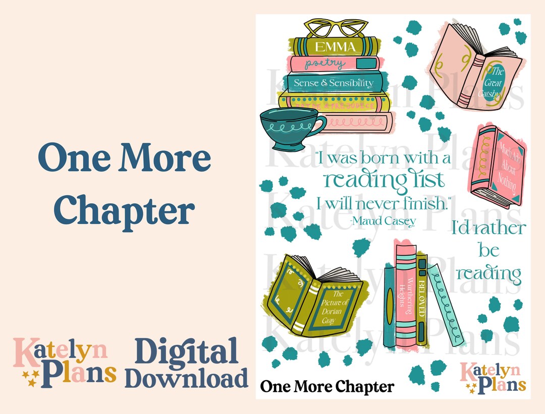 One More Chapter Printable Planner Stickers (digital Download) - Etsy