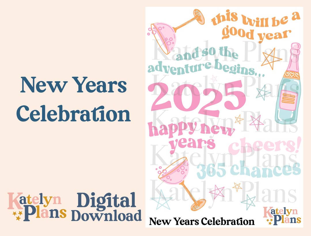 New Years Celebration Printable Planner Stickers (digital Download) - Etsy