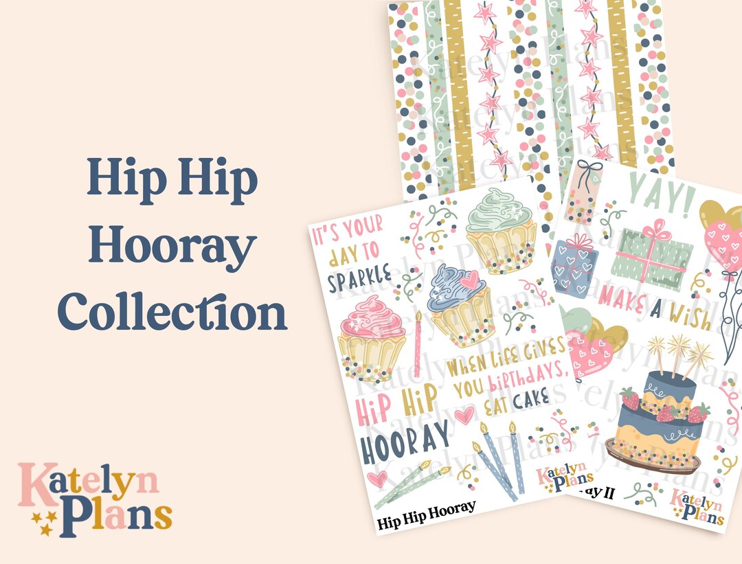 Hip Hip Hooray Collection Planner Stickers (physical Stickers) 4.75 X 6 ...