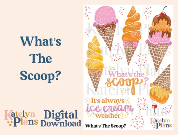 Whats the Scoop Printable Planner Stickers digital - Etsy