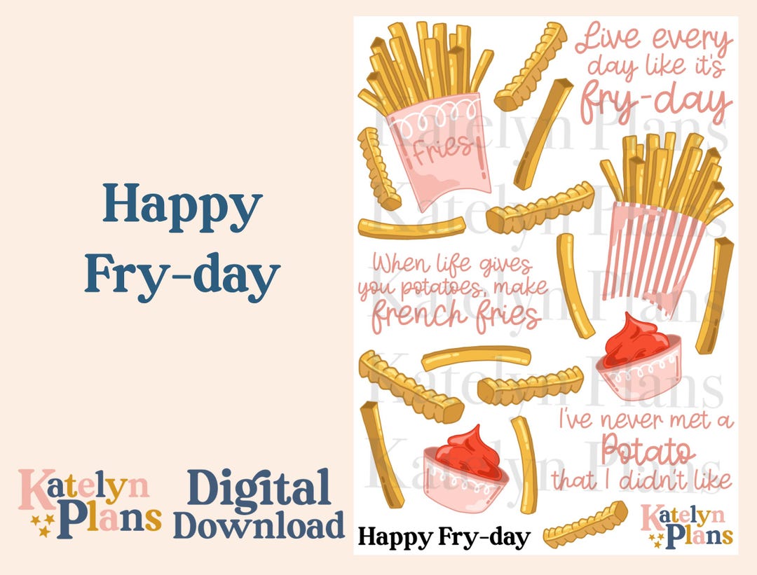 Happy Fry-day Printable Planner Stickers (digital Download) - Etsy
