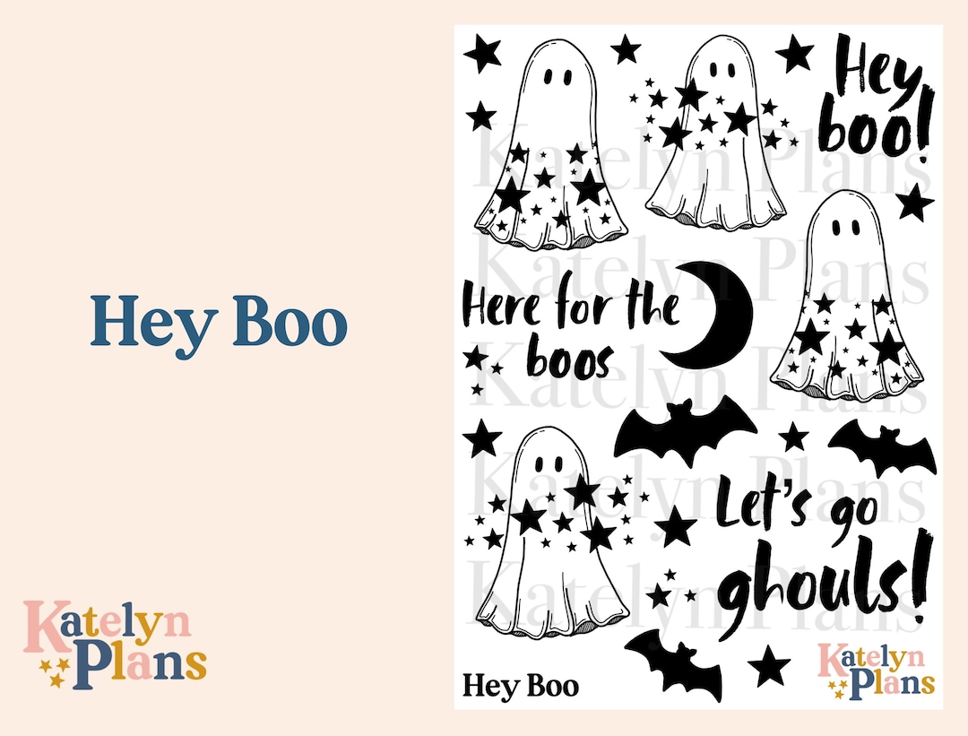 Hey Boo Planner Stickers (physical Stickers) 4.75 X 6.5 Inches - Etsy
