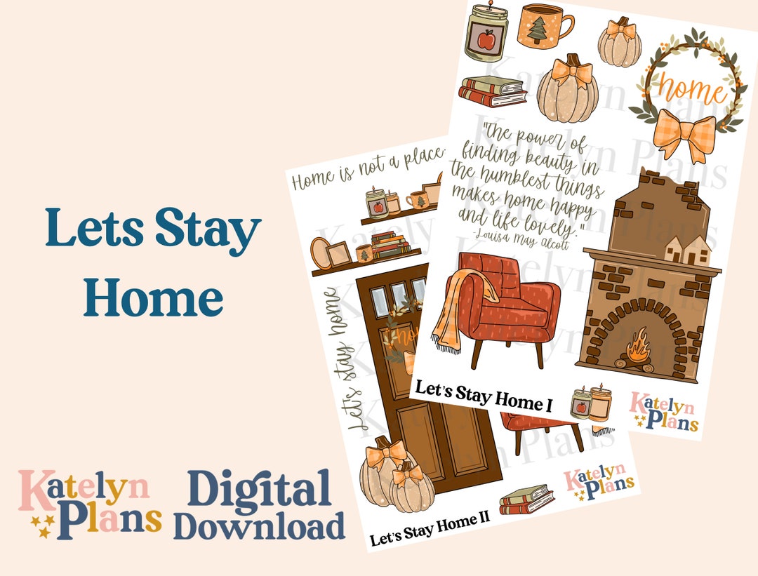 Let’s Stay Home Printable Planner Stickers (digital Download) - Etsy