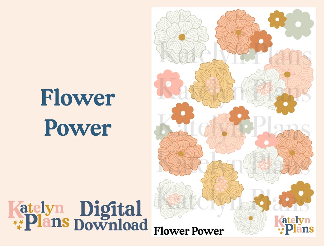 Flower Power Printable Planner Stickers (digital Download) - Etsy