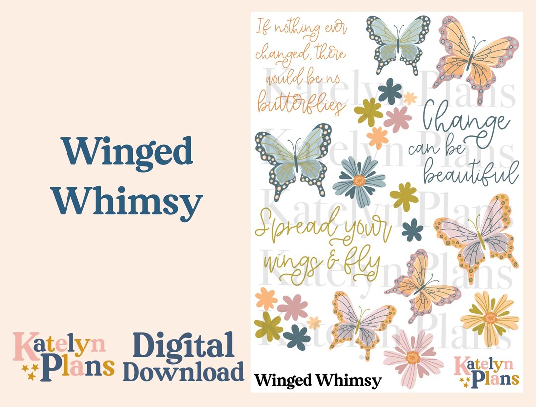 Winged Whimsy Printable Planner Stickers (digital Download) - Etsy