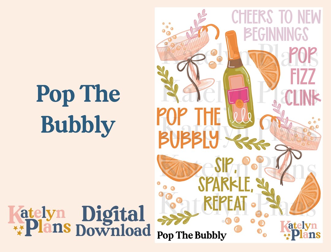 Pop the Bubbly Printable Planner Stickers (digital Download) - Etsy