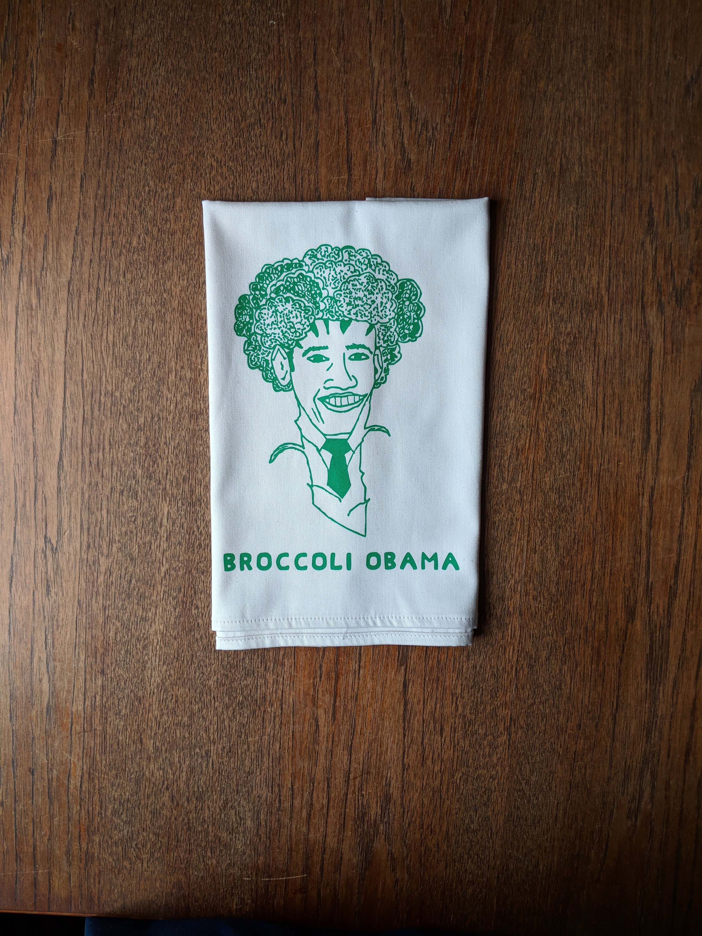 Broccoli Obama Tea Towel 100% Organic Cotton Grown & Sewn - Etsy
