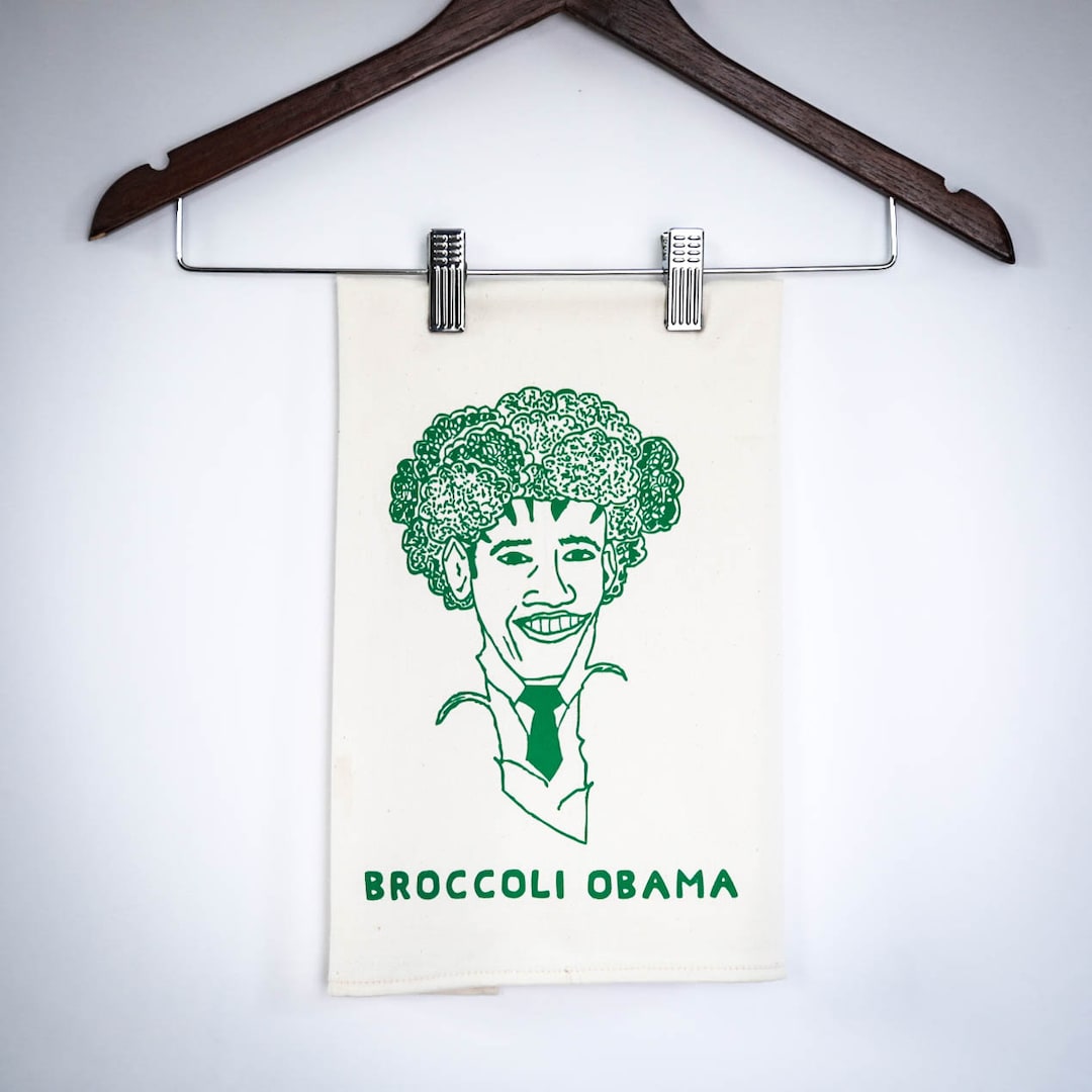 Broccoli Obama Tea Towel 100% Organic Cotton Grown & Sewn - Etsy