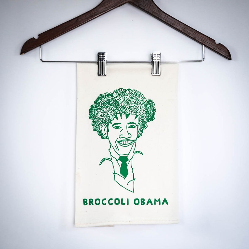 Broccoli Obama Tea Towel 100% Organic Cotton Grown & Sewn - Etsy