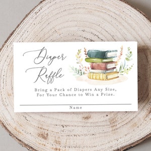 Book Themed Diaper Raffle Ticket Insert Book Themed Diaper Card Insert ...