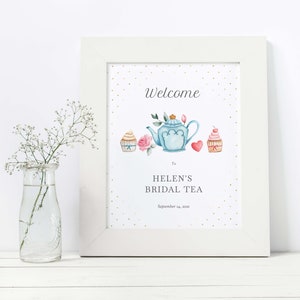 Printable Tea Party Sign, Bridal Shower Tea Party Welcome Sign ...