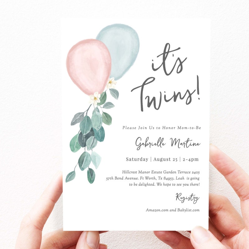 Twin Baby Shower Invitation - Etsy