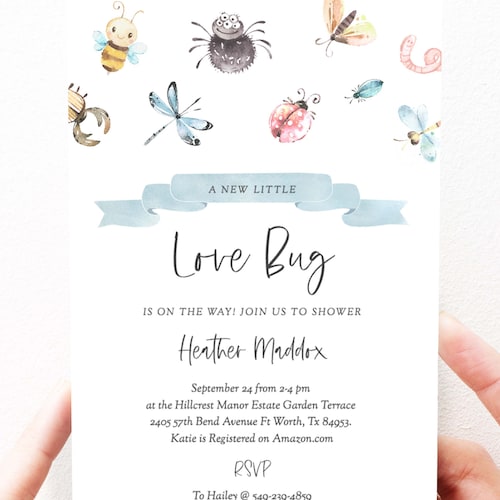 Baby Boy Shower Invitation Bug Baby Shower Invitation Instant - Etsy