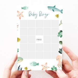 Under the Sea Baby Shower Games Bingo Printable Baby Shower Game, Sea ...