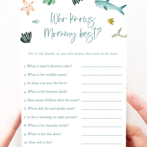 Under the Sea Baby Shower Games Mommy or Daddy Printable Baby - Etsy