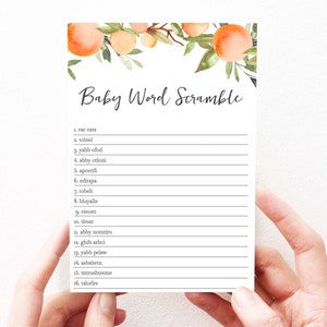 Little Cutie Baby Shower Games Word Scramble, Cutie Baby Shower Game ...