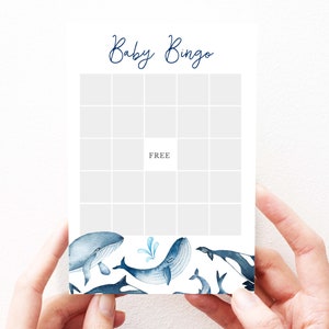 Whale Baby Shower Games Bingo Printable Baby Shower Game, Nautical Baby ...