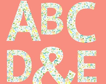 Floral Alphabet Letters Clip Art, Floral Numbers, Bridal Showers, Baby ...
