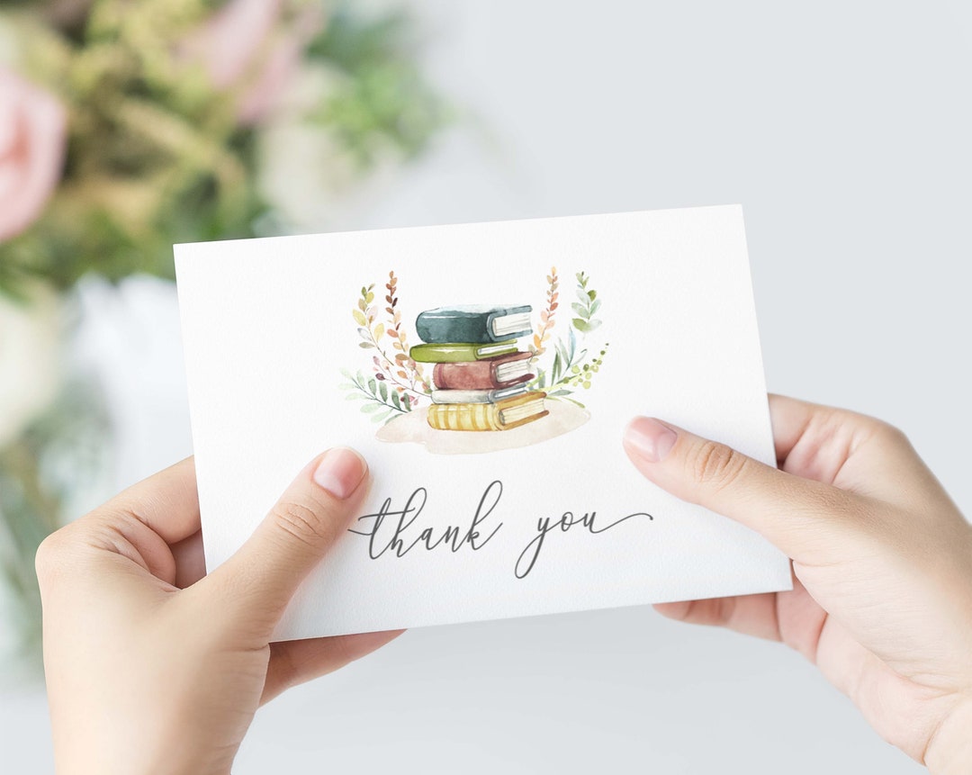 Book Themed Baby Shower Thank You Card, Book Thank You Card With Book ...