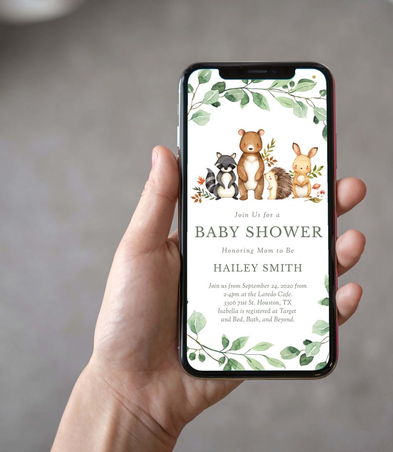 Woodland Baby Shower E Vite Baby Shower E Invitation Baby | Etsy