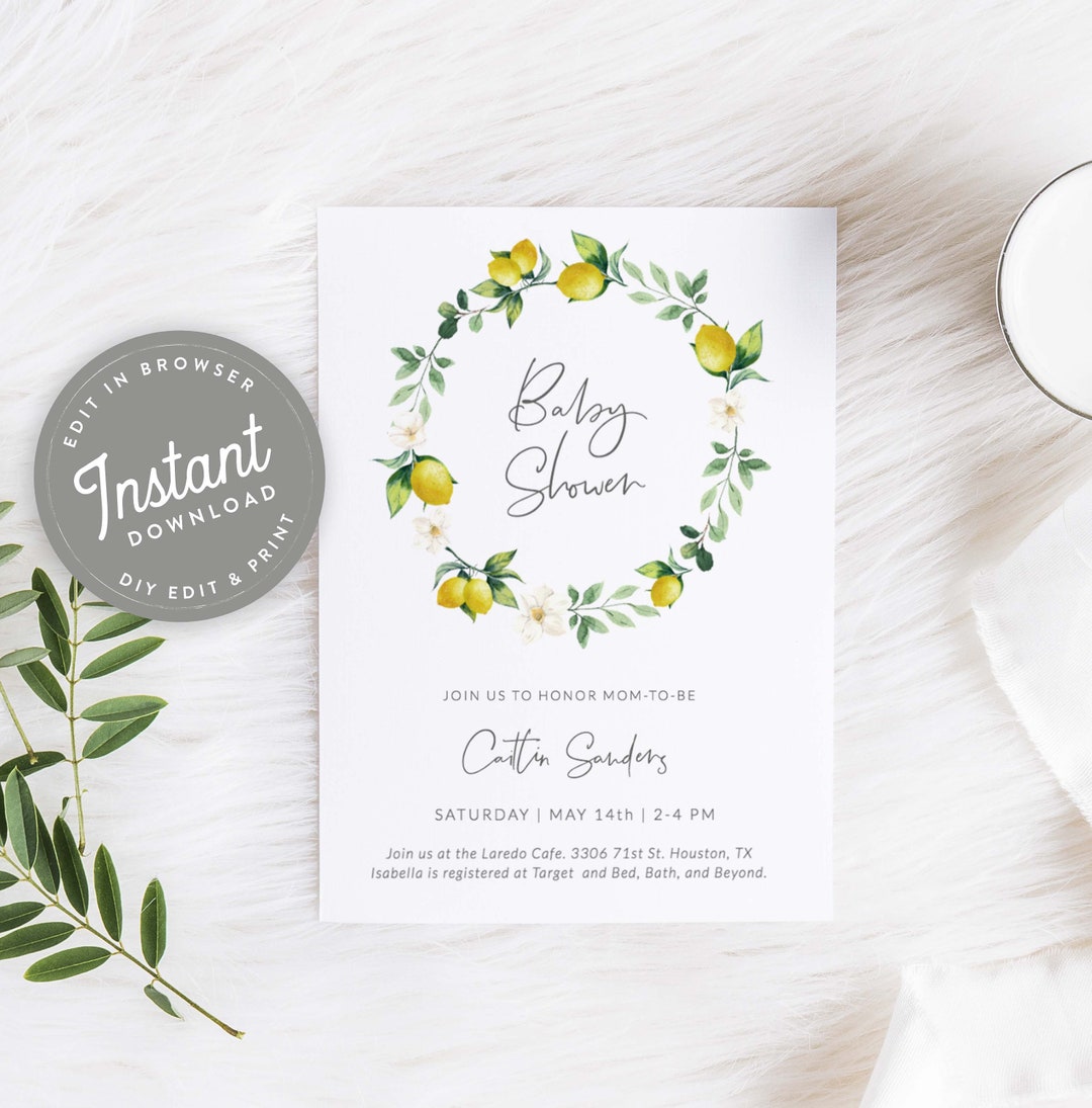 Lemon Baby Shower Invitation, Baby Shower Invite Lemons, Baby Shower ...