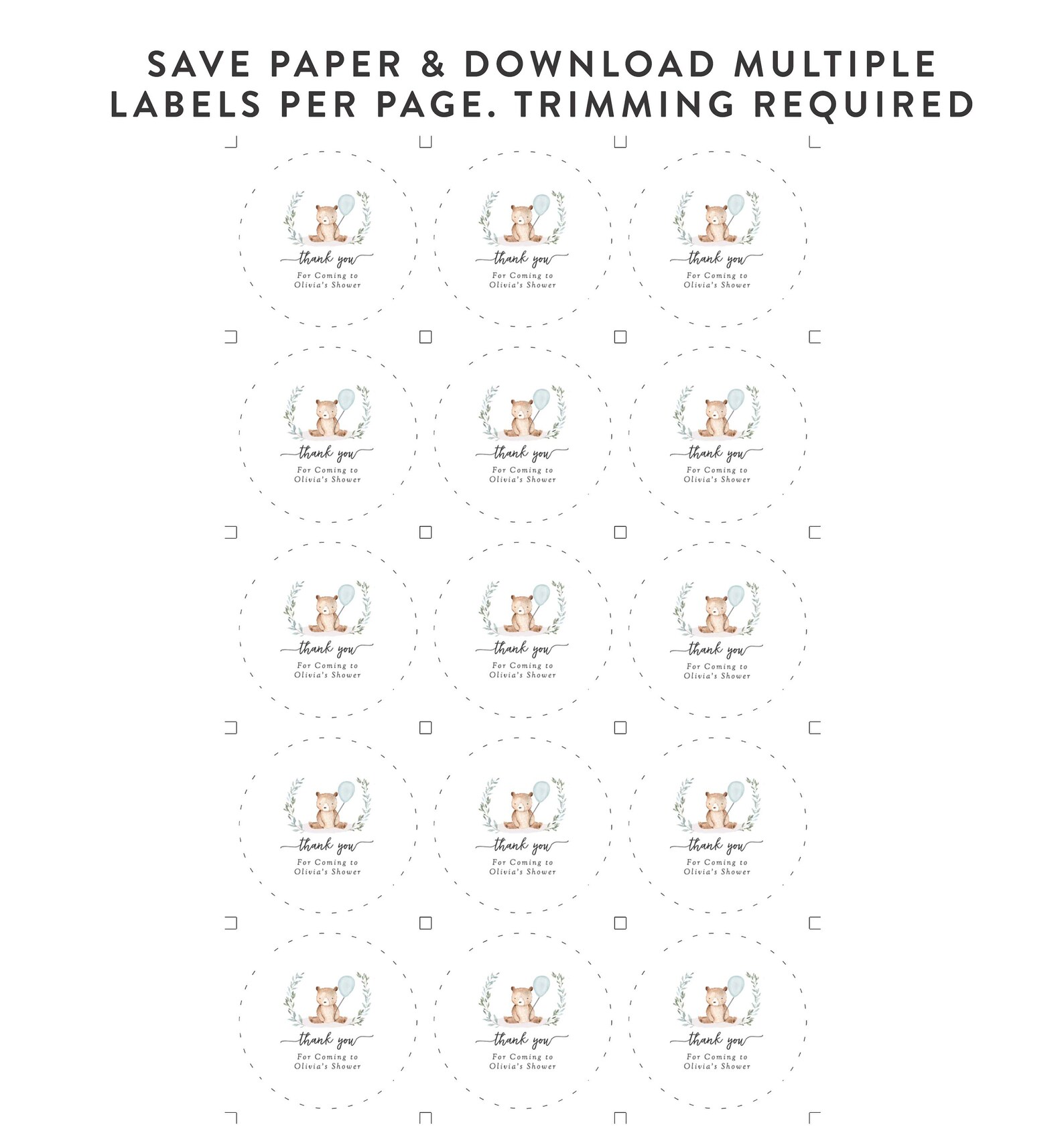 Editable Bear Favor Tag, Bear Baby Shower Favor Tag, Printable Bear ...