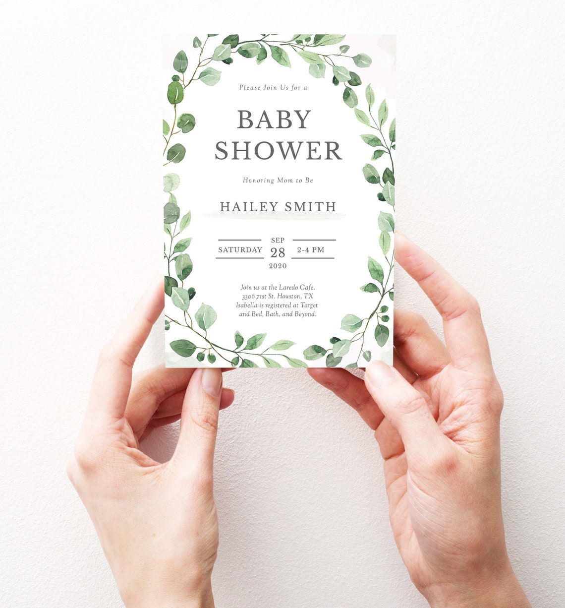 Baby Shower Invitation Greenery Baby Shower Invite Gender | Etsy