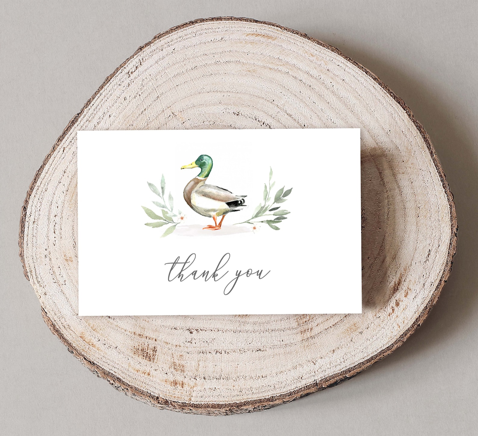 Mallard Duck Baby Shower Thank You Card Printable Duck Thank You Note ...