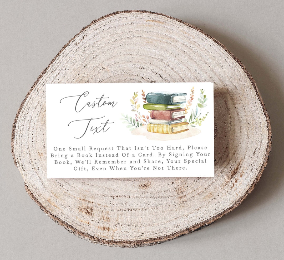 Custom Card Insert Book Themed Card Insert Custom Text, Download ...