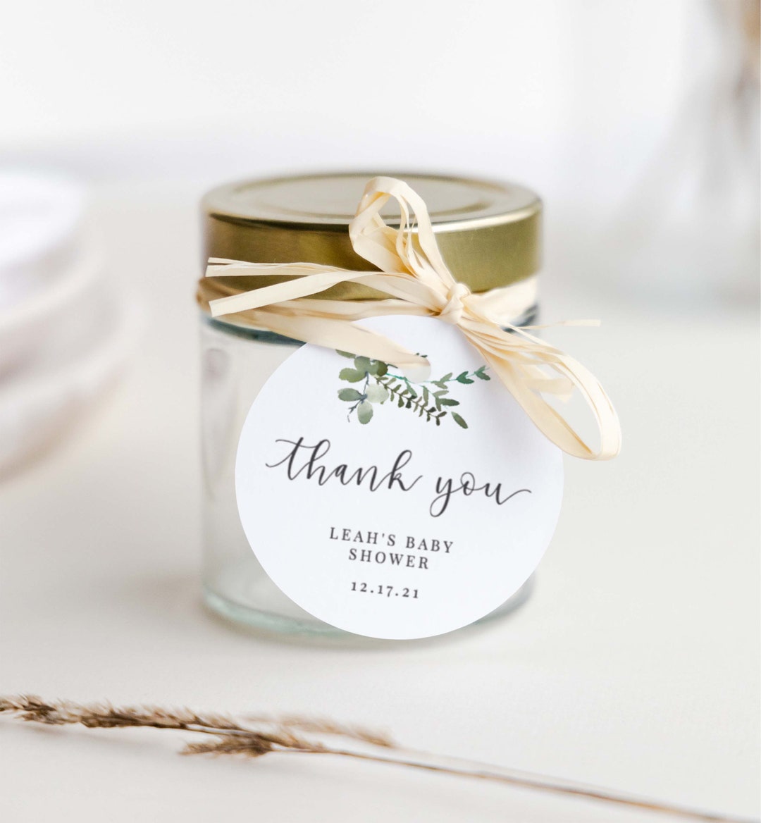 Editable Greenery Favor Tags, Greenery Baby Shower Favor Tag Template ...