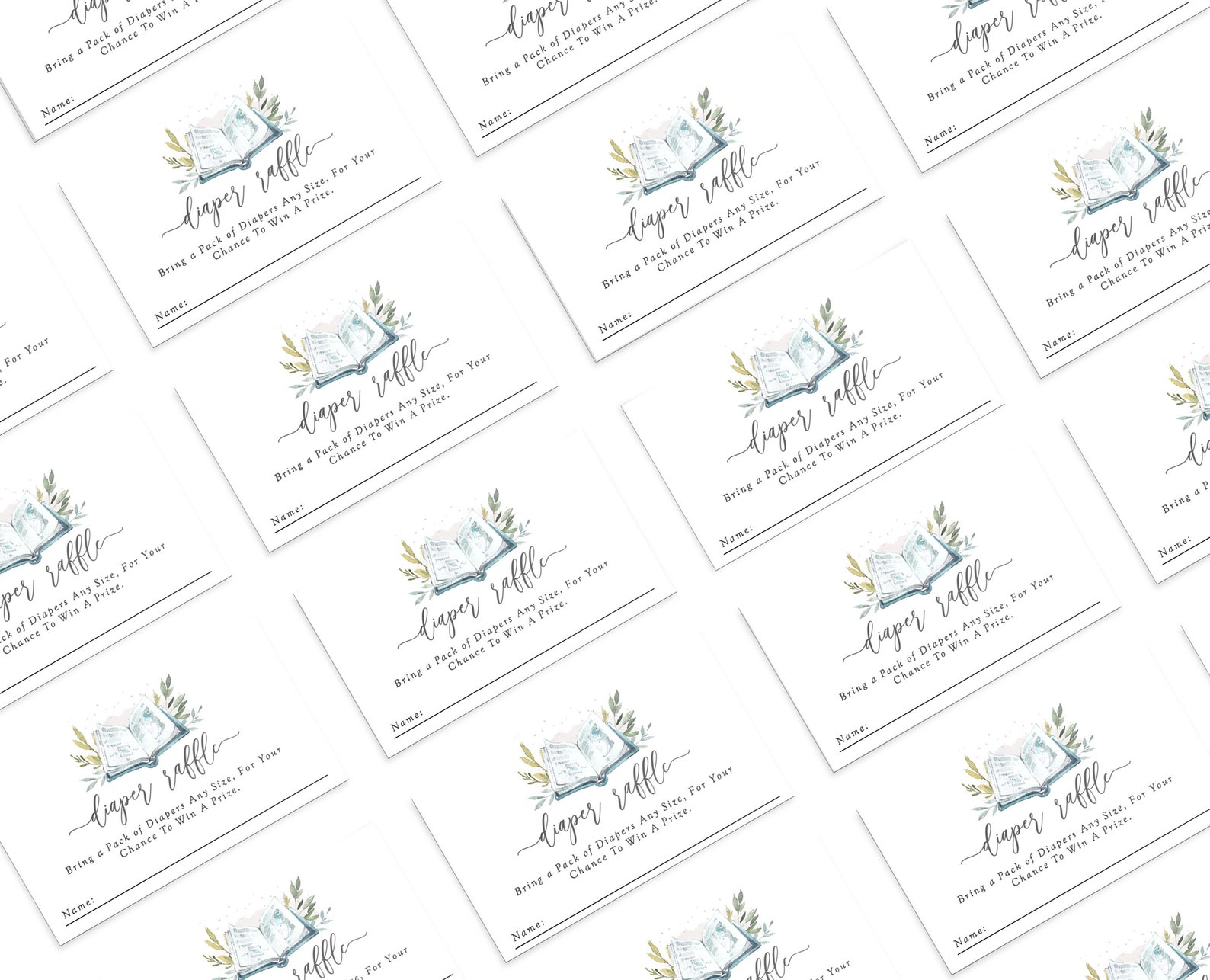 Book Themed Baby Shower Diaper Raffle Card Books Baby Shower | Etsy