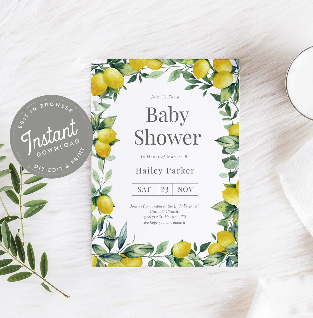 Lemon Baby Shower Invitation, Baby Shower Invite Lemons, Lemon Shower ...