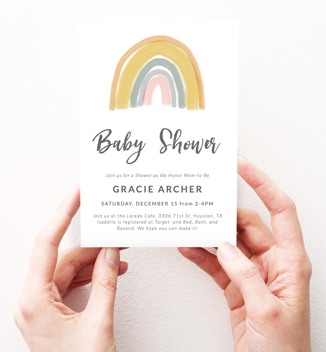Rainbow Baby Shower Invitation Printable, Rainbow Baby Shower Invites ...