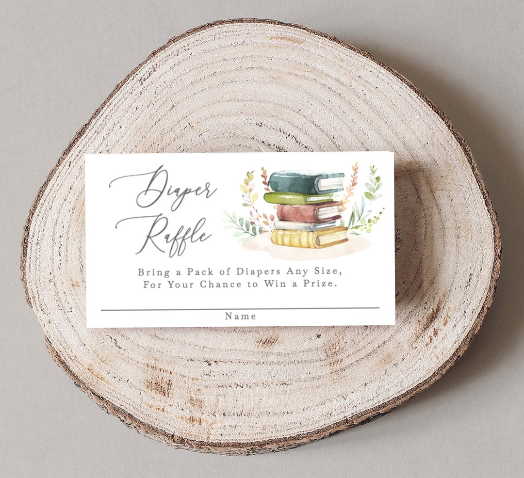 Book Themed Diaper Raffle Ticket Insert Book Themed Diaper Card Insert ...
