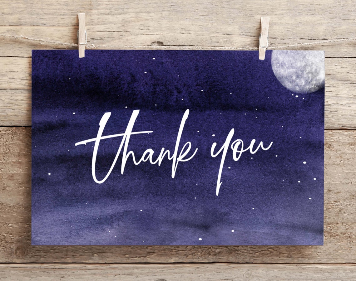 Moon Thank You Card Moon Baby Shower Thank You Printable Baby | Etsy