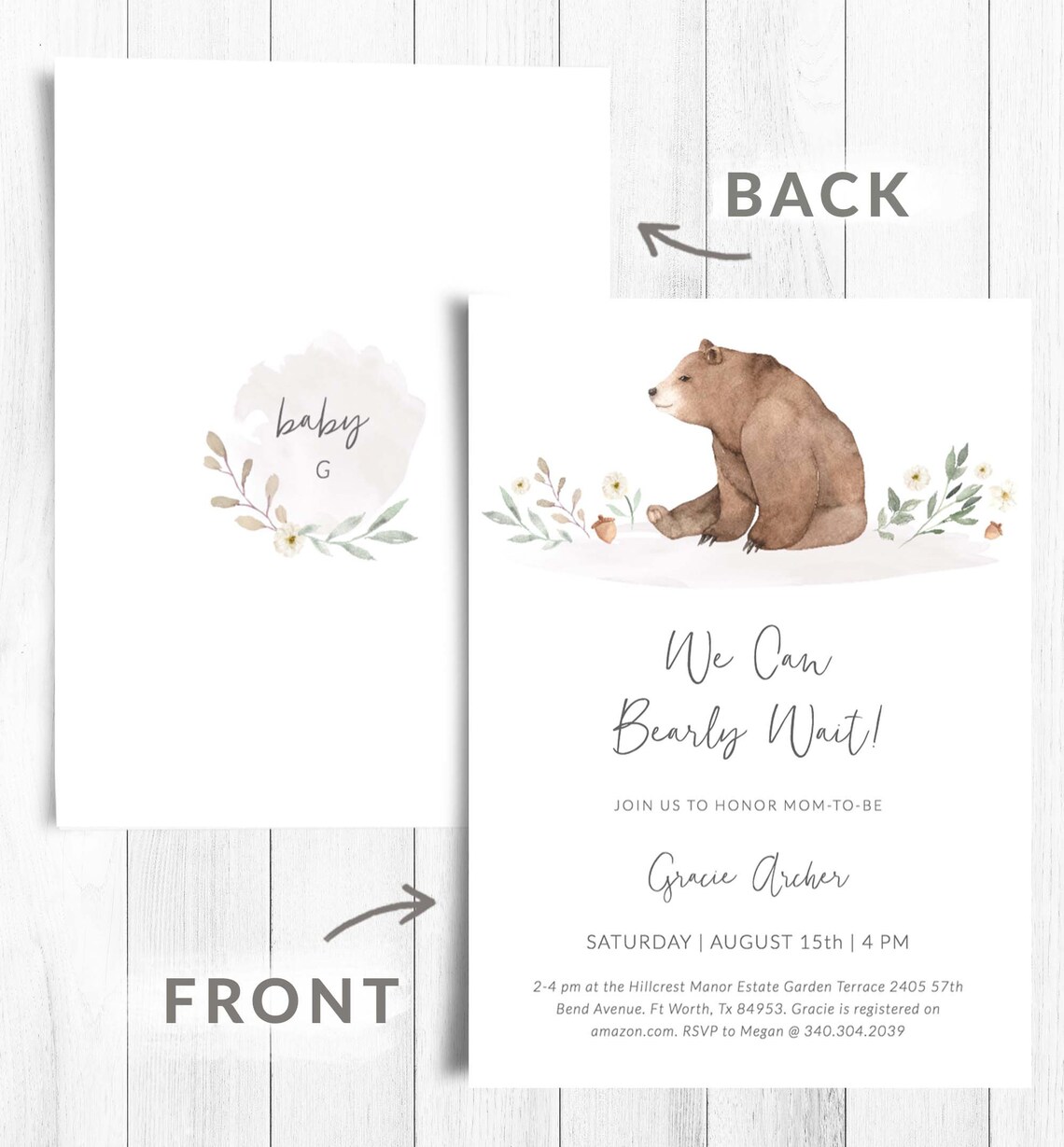 Bear Baby Shower Invitation Bear Baby Boy Shower Invitation - Etsy