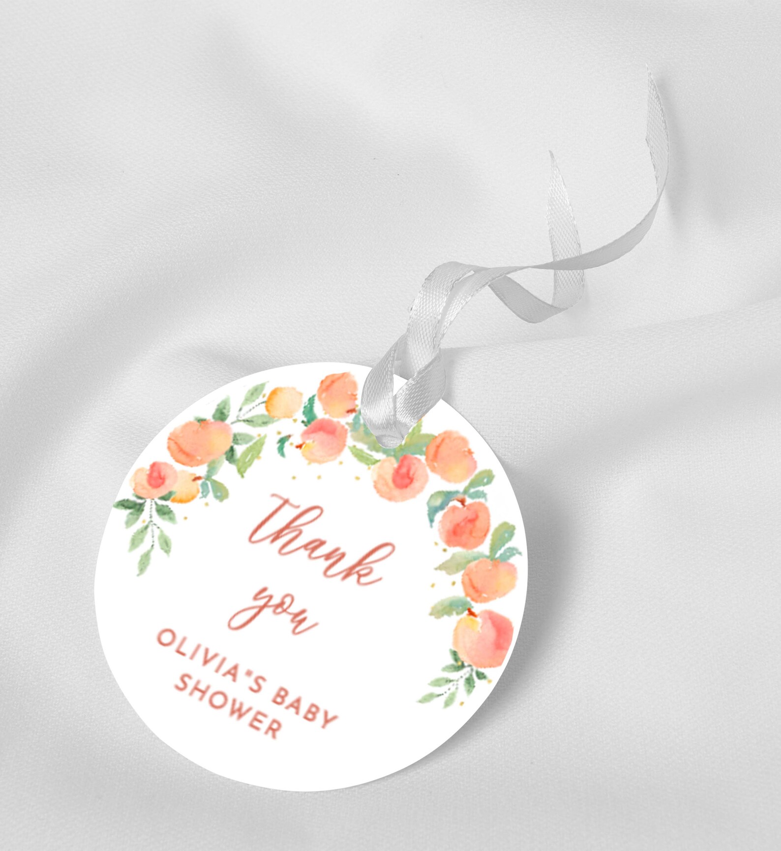 Peach Baby Shower Round Favor Tags Peach Birthday Party Favor - Etsy