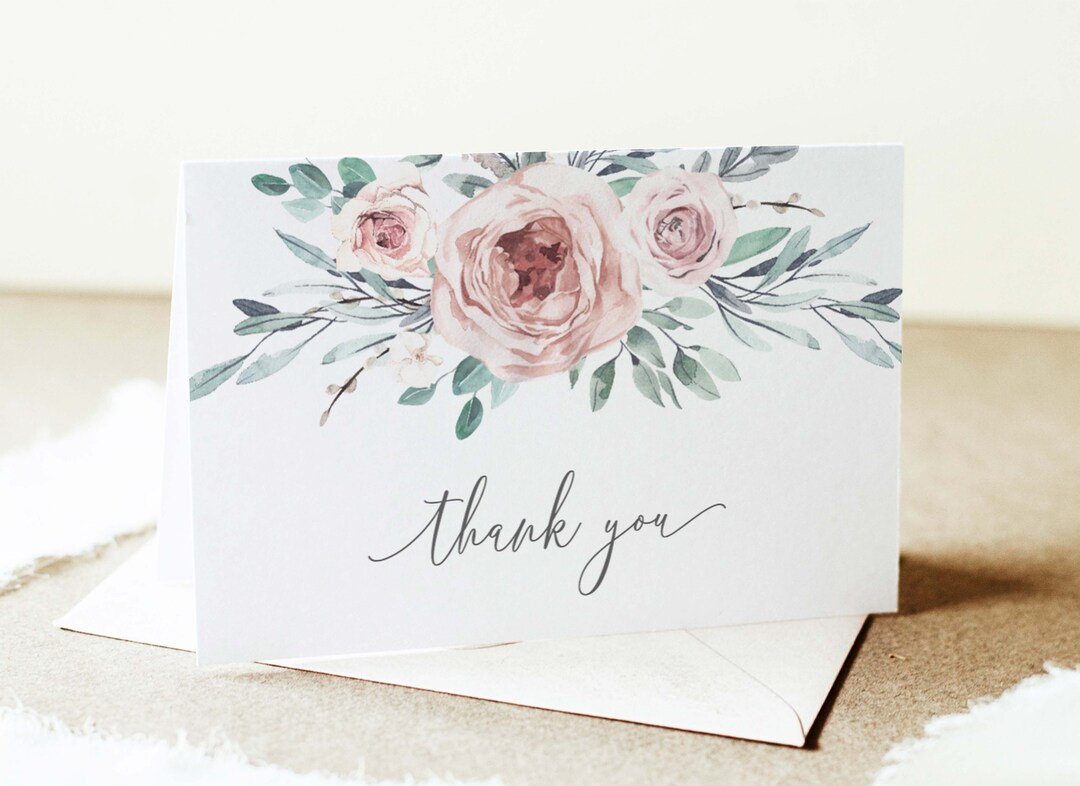 Boho Floral Thank You Card Printable Floral Thank You Note Instant ...