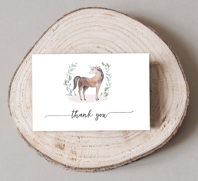 Horse Thank You Card, Horse Birthday Party Thank You Note Printable ...