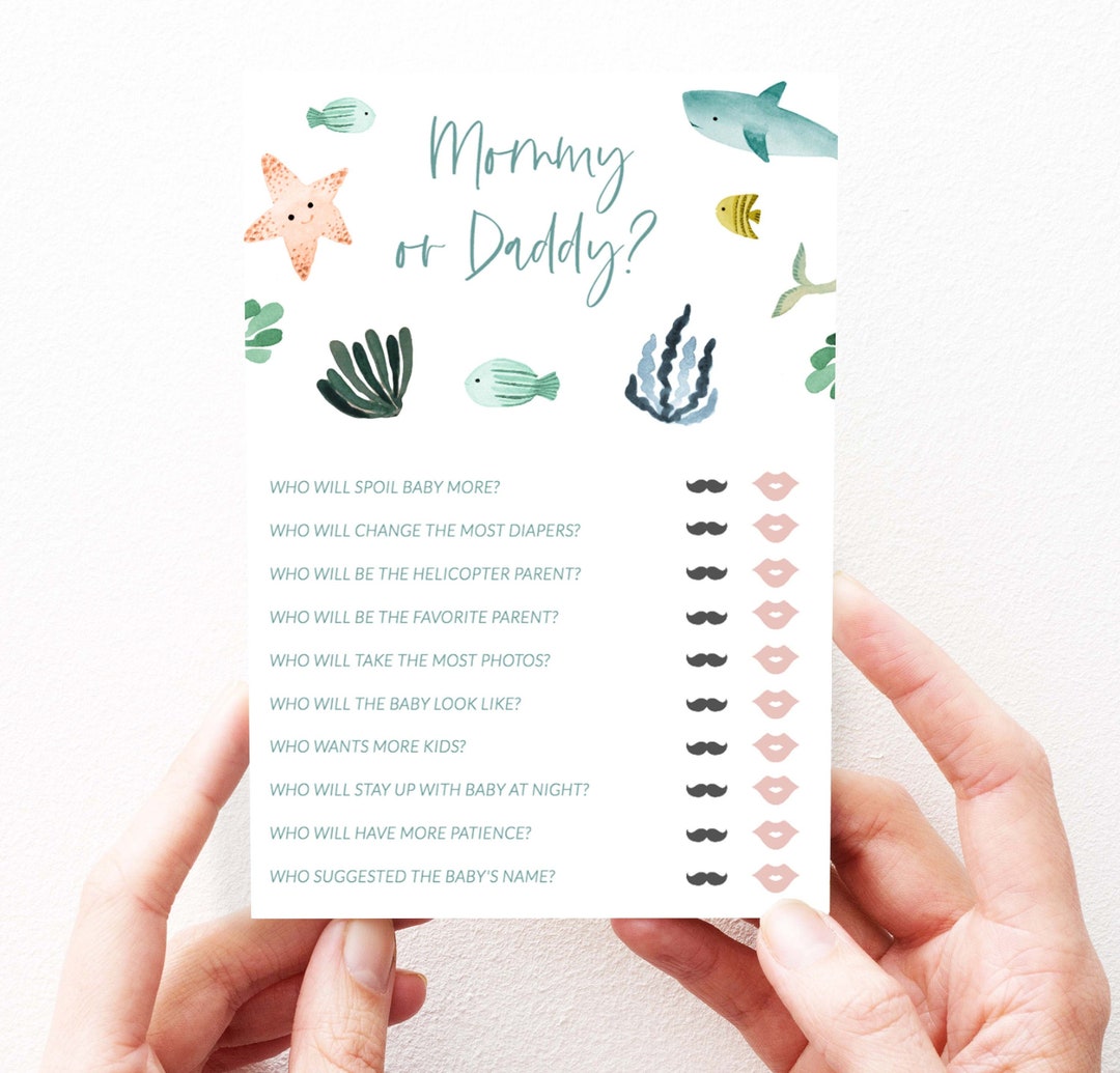 Under the Sea Baby Shower Games Mommy or Daddy Printable Baby Shower ...