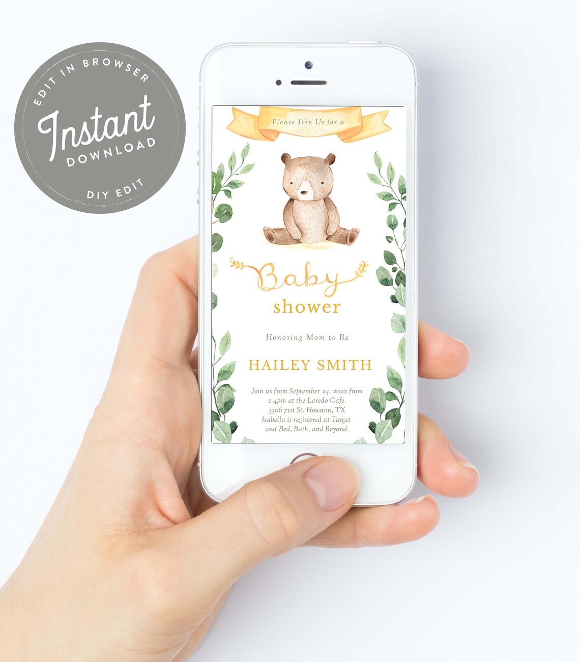 Woodland Baby Shower E Vite Baby Shower E Invitation Baby - Etsy
