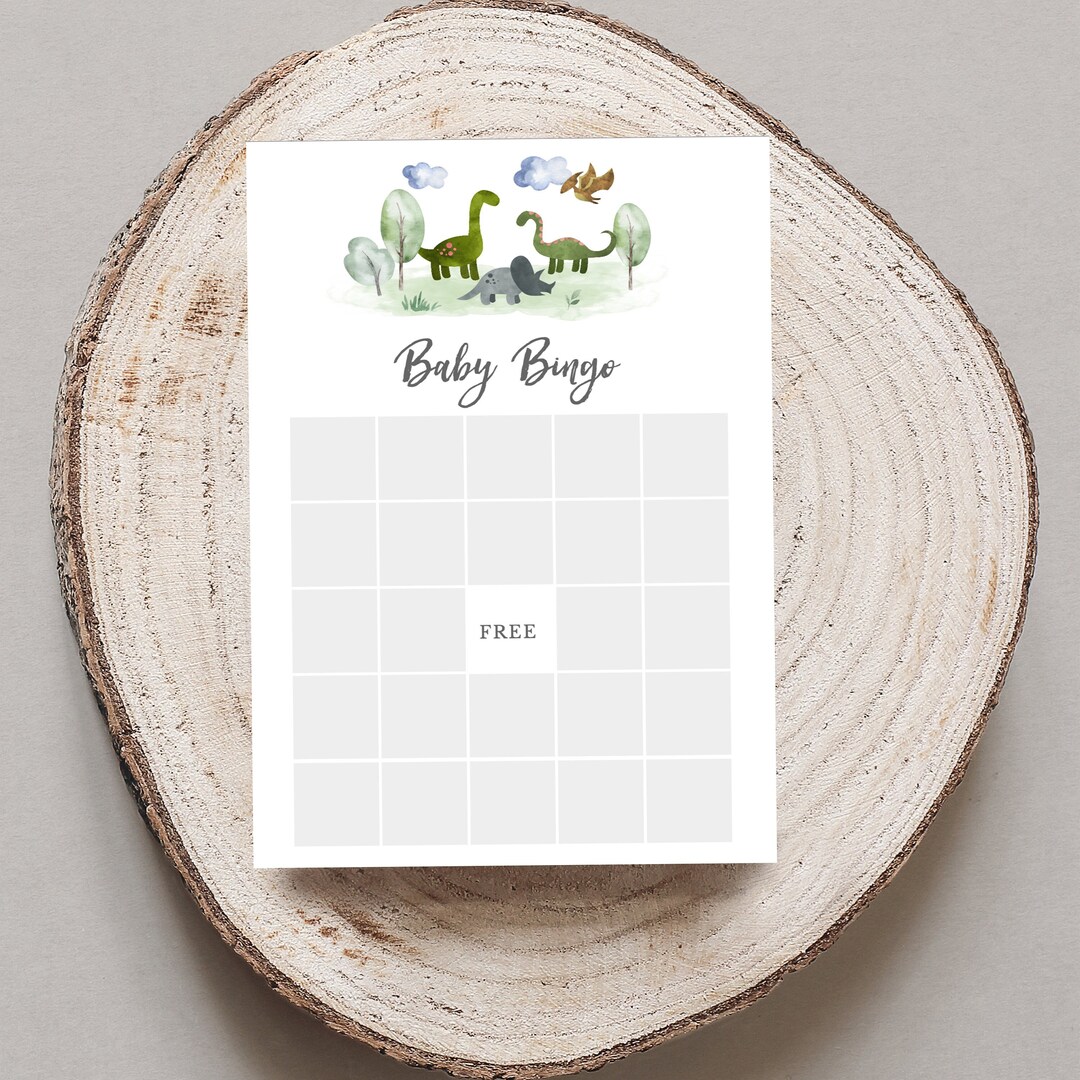 Dinosaur Baby Shower Games, Dino Baby Shower Games Bingo Instant ...